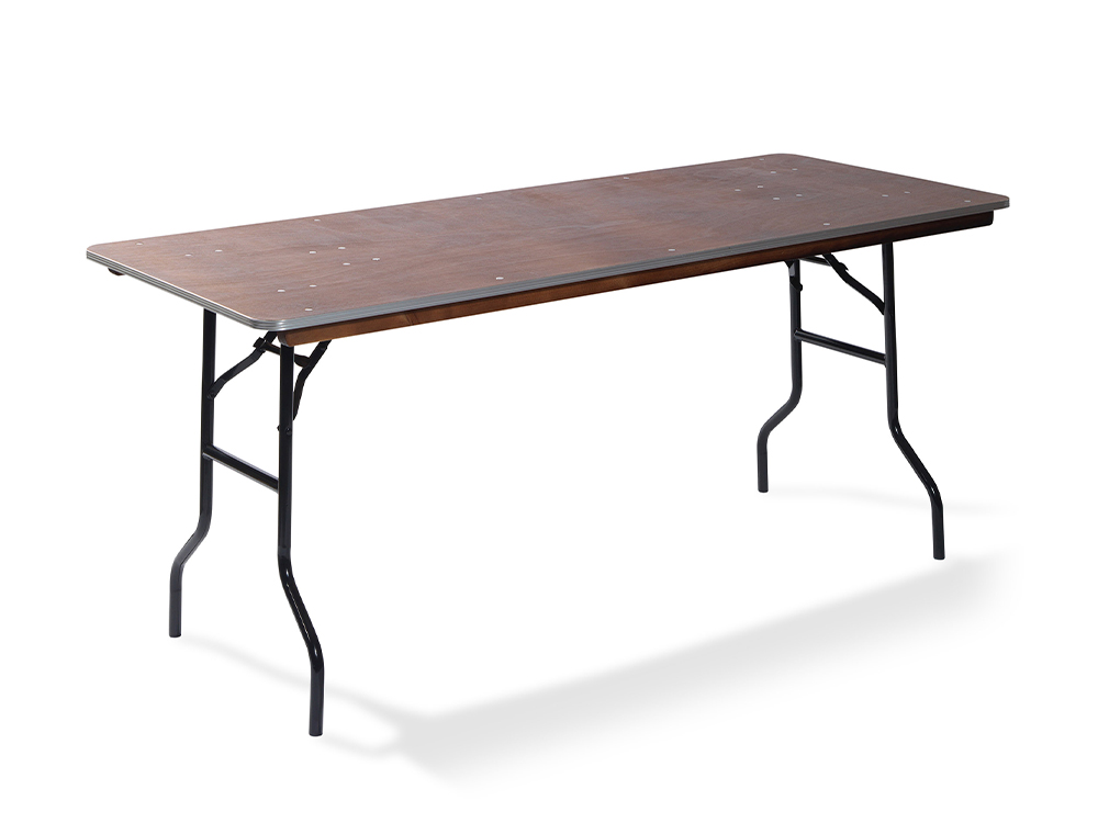 Table en bois robuste avec base pliable en aluminium